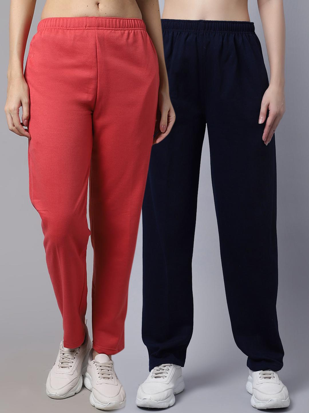 Buy MACK JONNEY Women Pack Of 2 Solid Pure Cotton Track Pants - Track ...