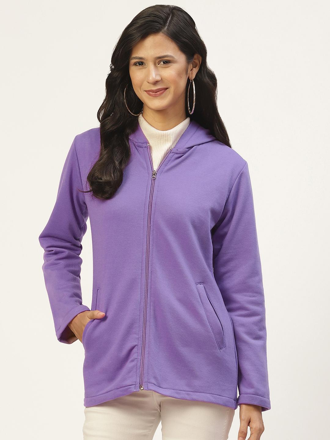 Buy Belle Fille Women Violet Fleece Open Front Jacket - Jackets for ...