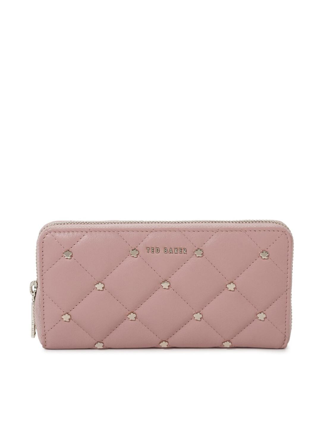 Buy Ted Baker Women Pink Textured Leather Zip Around Wallet - Wallets ...
