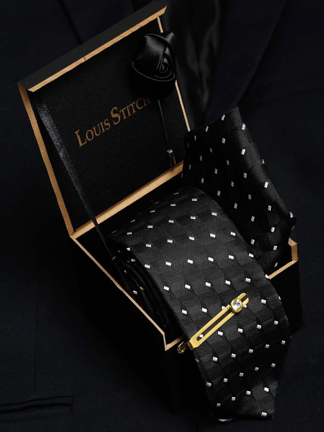 Buy LOUIS STITCH Men's Raven Black Italian Silk Necktie Accessory Gift ...