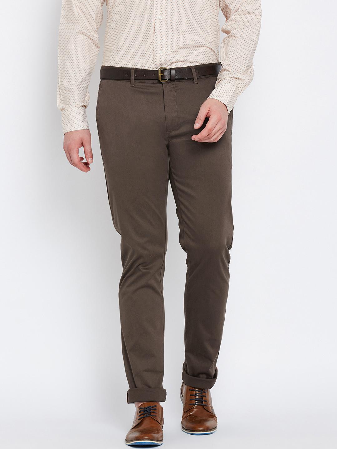Buy Blackberrys Men Brown B 95 Slim Fit Solid Trousers - Trousers for ...