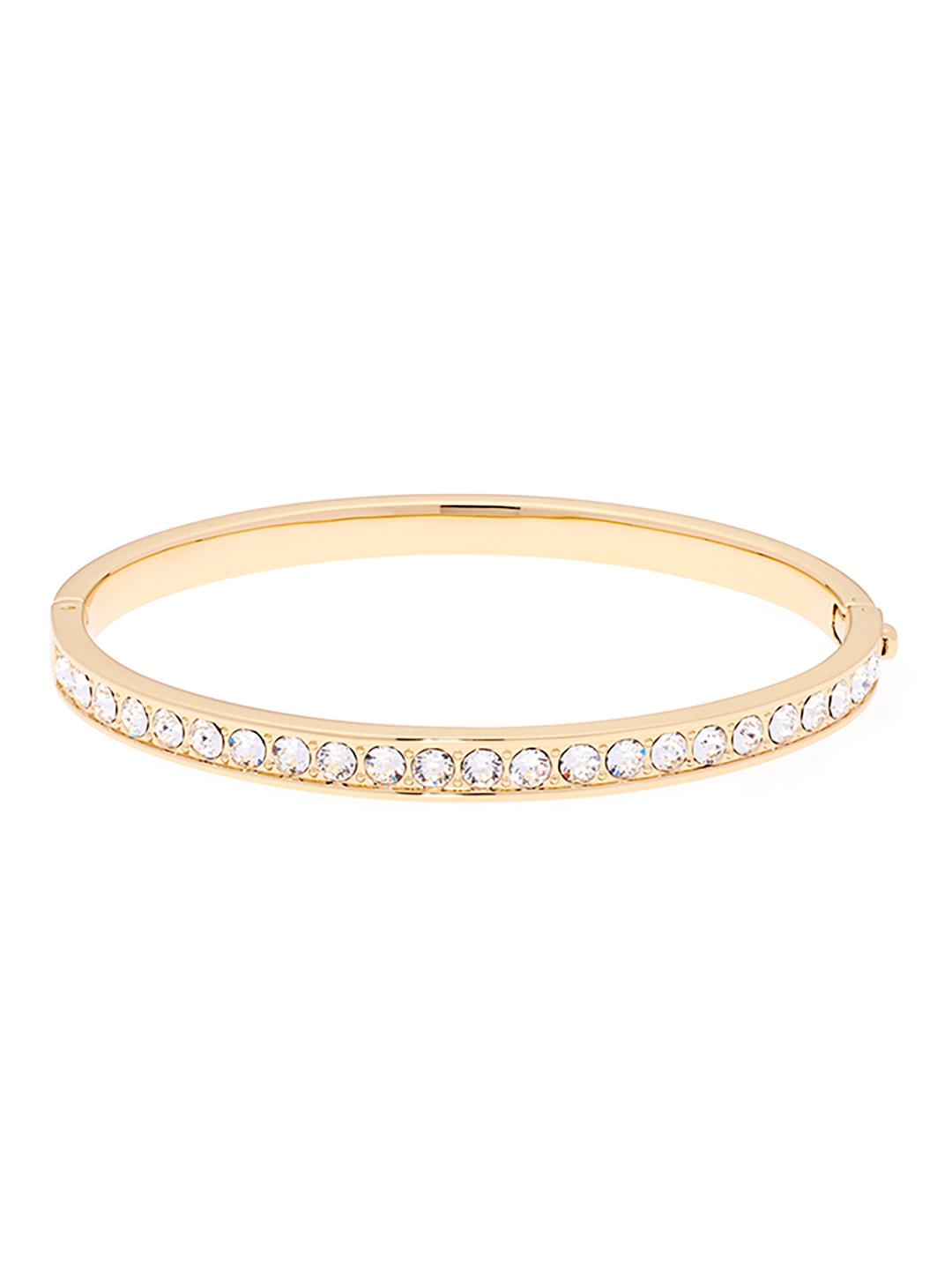 Buy Ted Baker Women Gold Toned & White Brass Crystals Bangle Style ...