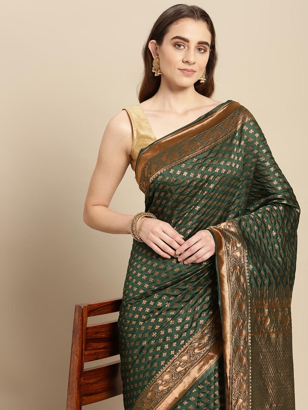 Buy Pothys Green Woven Design Art Silk Banarasi Saree - Sarees for ...