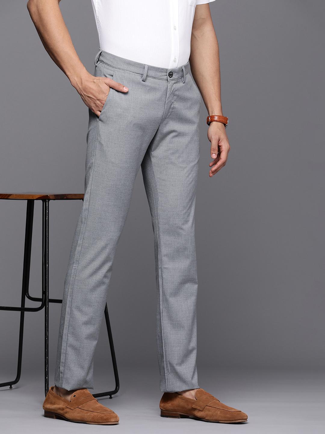 Buy Allen Solly Men Striped Slim Fit Casual Trousers - Trousers for Men ...