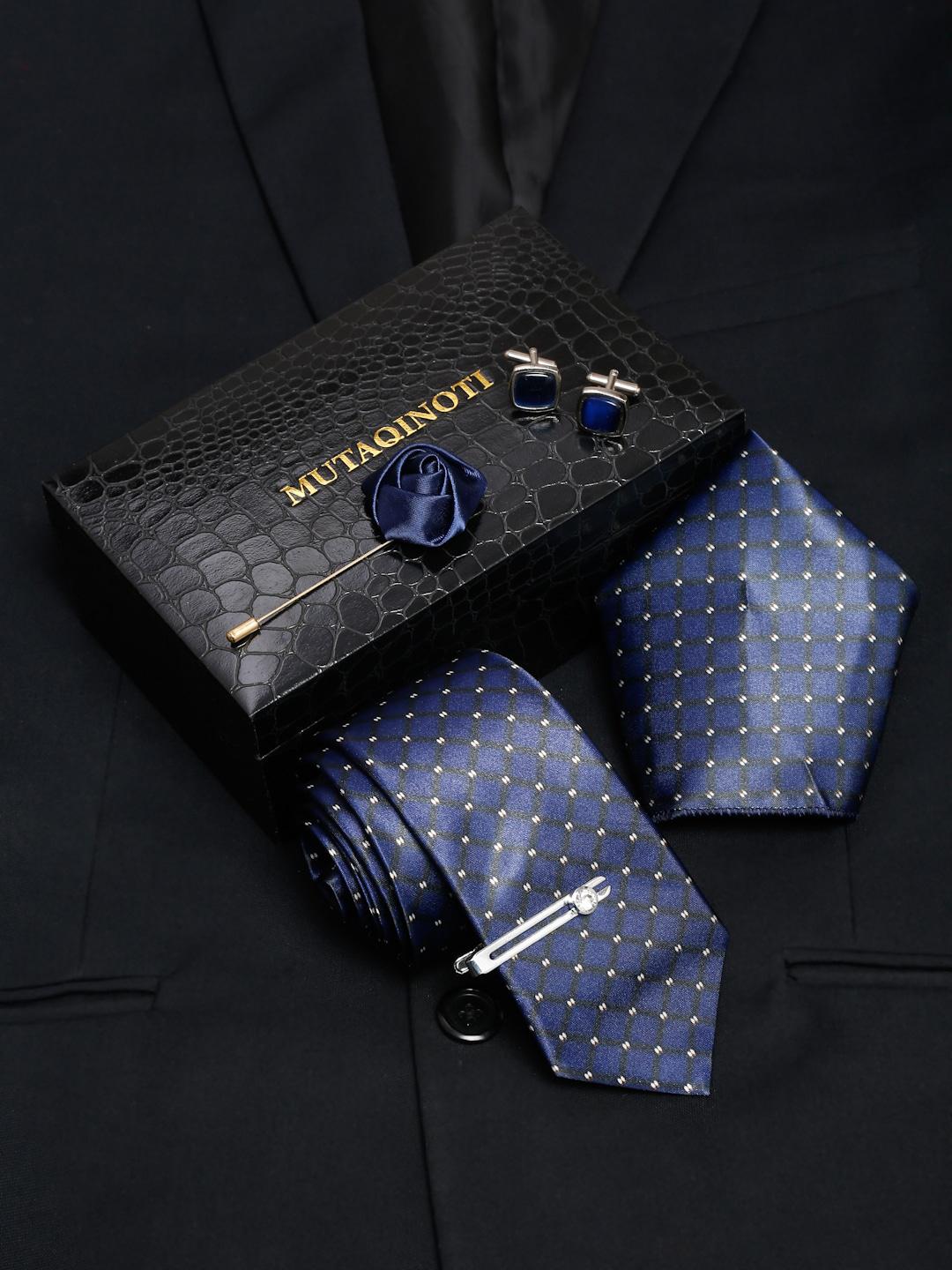Buy MUTAQINOTI Men Checked Necktie Accessory Gift Set - Accessory Gift ...
