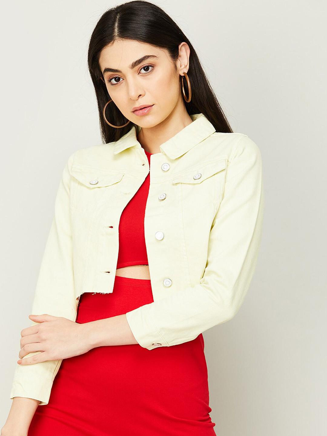 Buy Ginger By Lifestyle Women Green Lightweight Crop Denim Jacket ...
