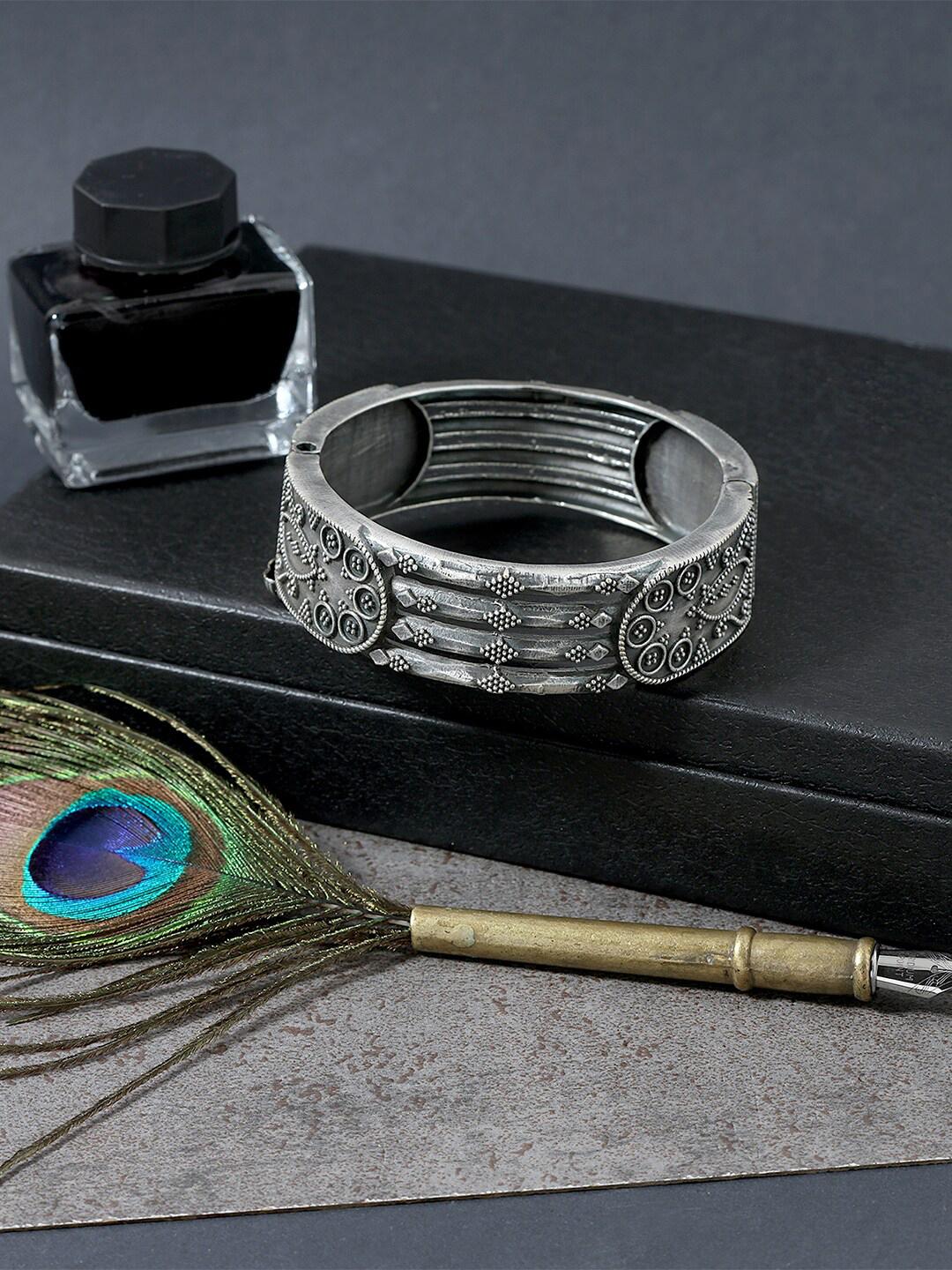 Buy AccessHer Oxidized Silver Plated Textured Kada Bangle - Bangle for ...