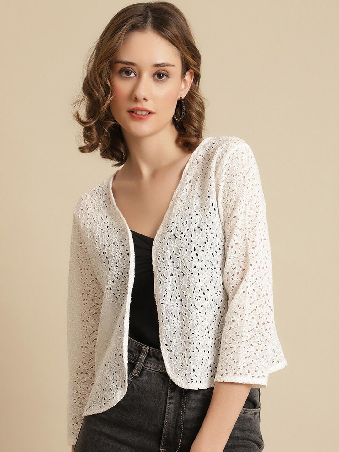 Buy UnaOne Women Off White Crop Cotton Shrug - Shrug for Women 20533922 ...