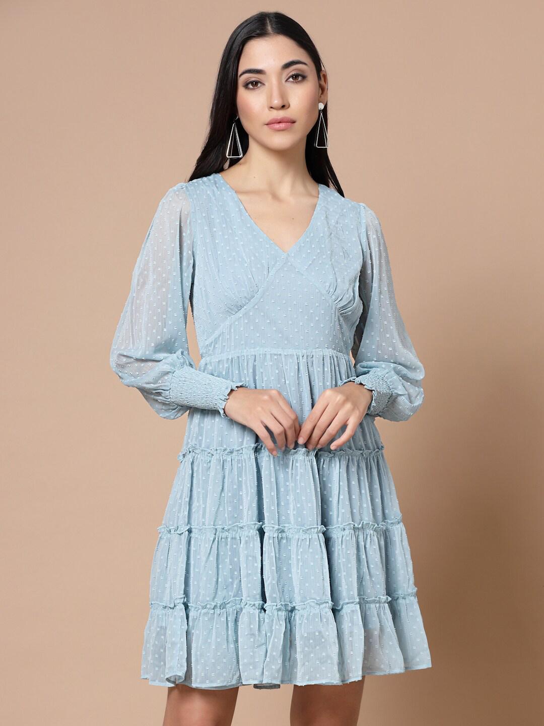 Buy Strong And Brave Women Odour Free Blue Self Design Dress - Dresses ...
