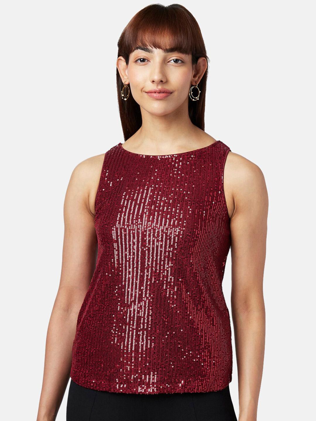 Buy Annabelle By Pantaloons Women Red Embellished Top - Tops for Women ...