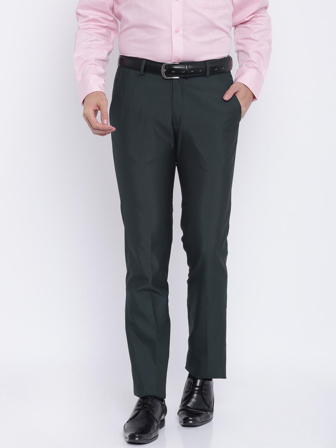 Buy John Miller Men Navy Classic Slim Fit Solid Formal Trousers ...