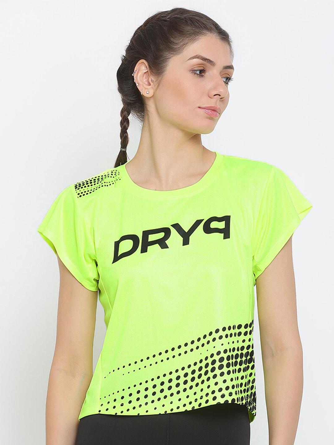 Buy DRYP EVOLUT Women Green Typography Printed Extended Sleeves T Shirt - Tshirts for Women ...