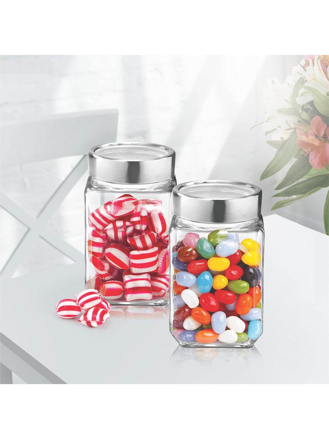 Buy Treo Transparent Cube Storage Glass Jar Set Of 3 Pieces 310 Ml Each ...