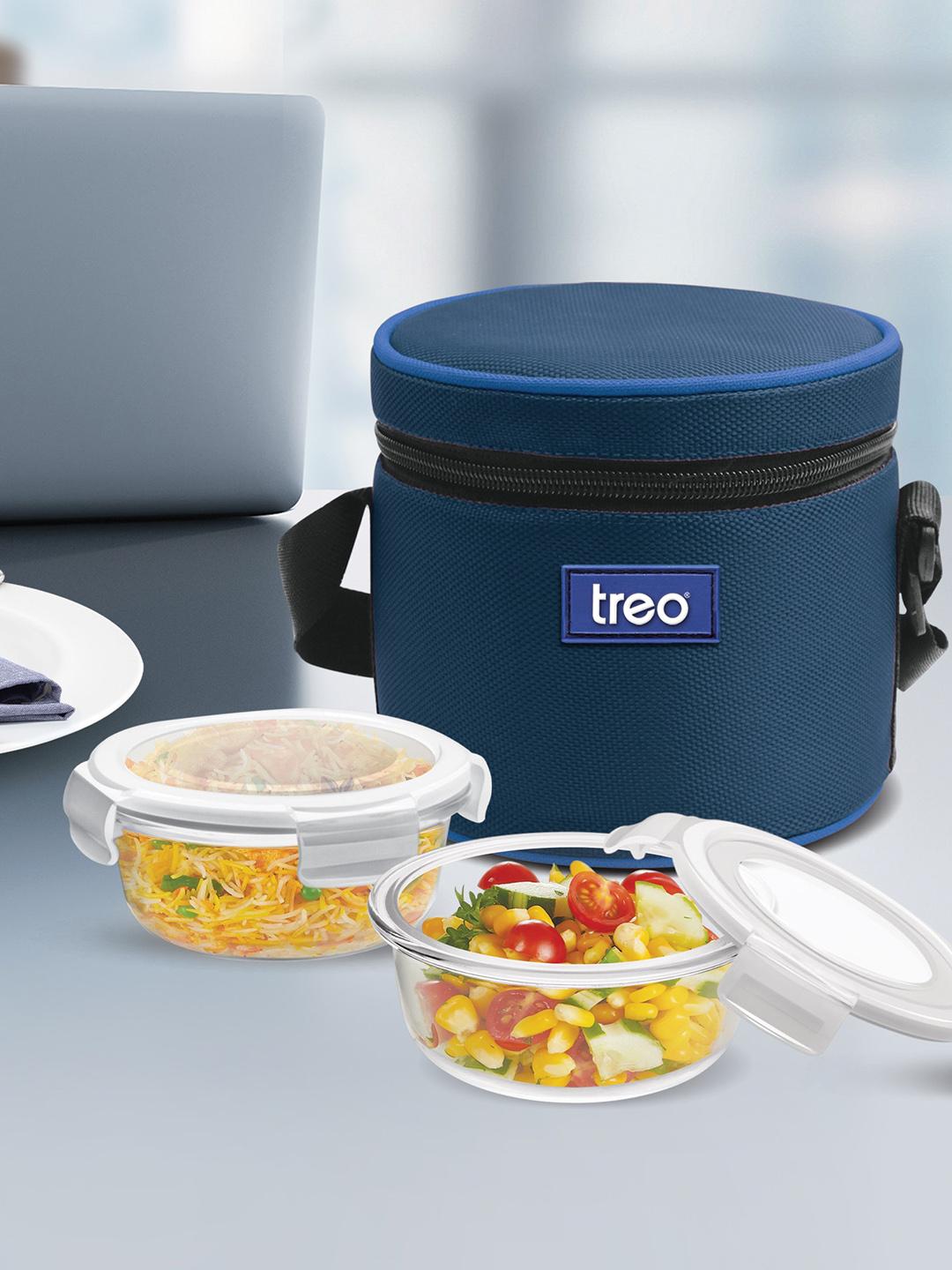 Buy Treo Set Of 2 Transparent Health First Round Glass Tiffin Box With ...