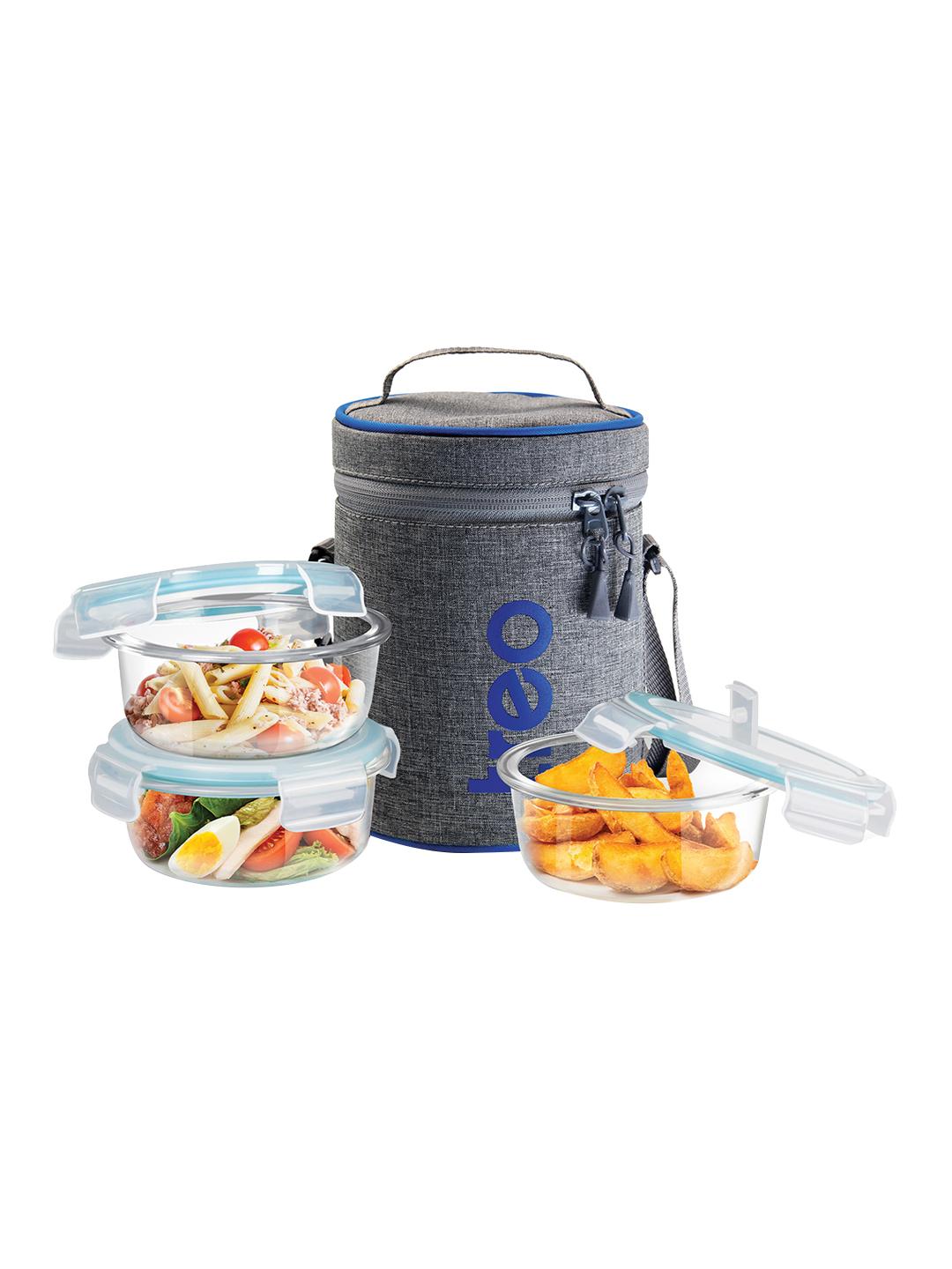 Buy Treo Set Of 3 Transparent All Fresh Borosilicate Glass Tiffin Lunch ...