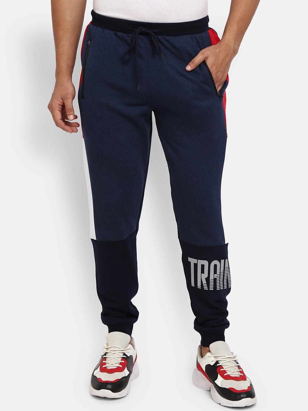 Buy V Mart Men Navy Blue & Black Colourblocked Track Pant - Track Pants ...