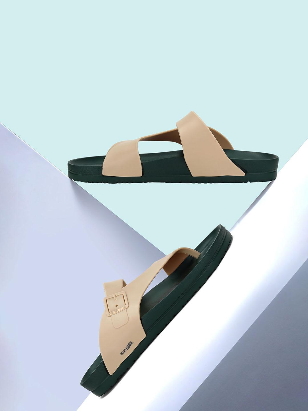 Buy Paragon Men Olive Green & White Comfort Sandals - Sandals for Men ...