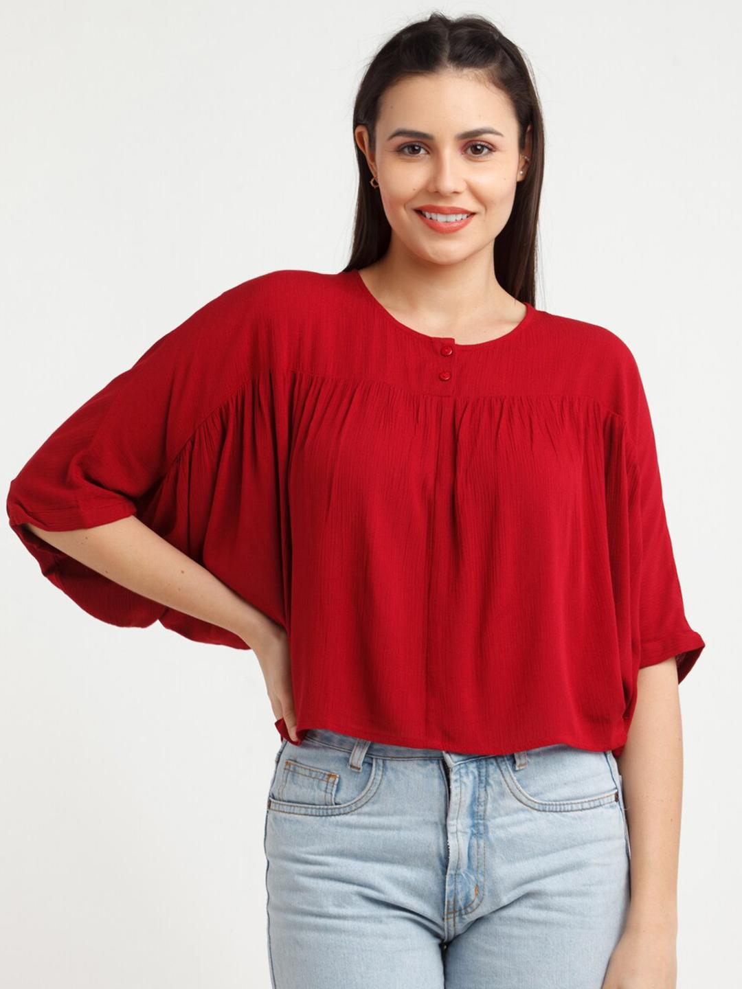 Buy Zink London Maroon Cape Top - Tops for Women 20625316 | Myntra