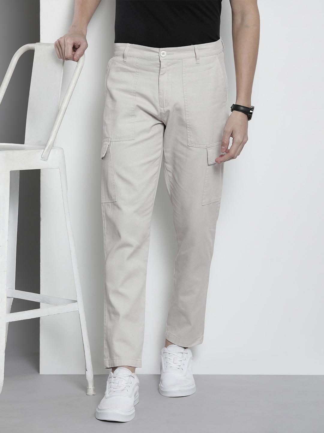 Buy The Indian Garage Co Men Slim Fit Pure Cotton Cargos - Trousers for ...