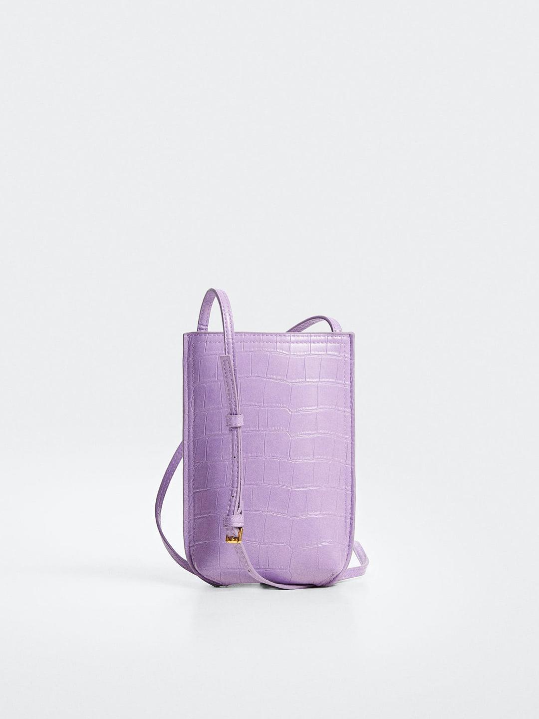 Buy MANGO Women Lavender Textured Structured Sling Bag - Handbags for ...