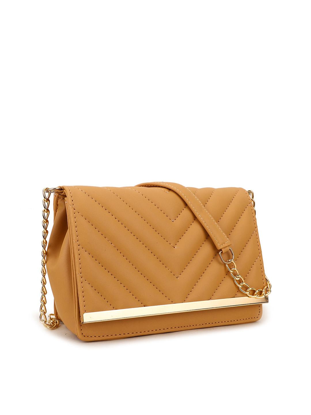 Buy SHINING STAR Women Tan Structured Sling Bag With Quilted - Handbags ...