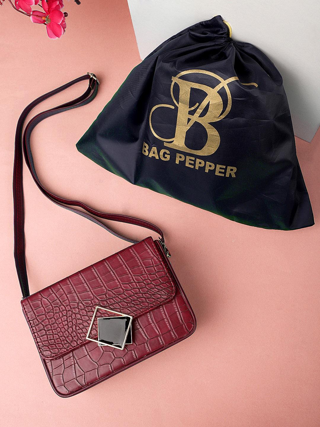 Buy Bag Pepper Maroon Textured Structured Sling Bag - Handbags for ...