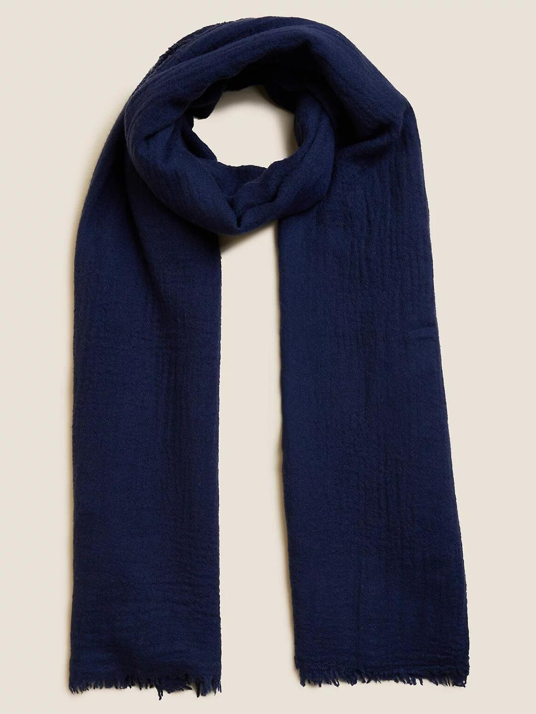 Buy Marks & Spencer Women Navy Blue Acrylic Scarf - Scarves for Women ...