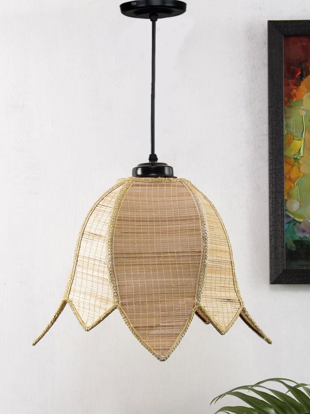 Buy Devansh Beige Solid Lotus Bamboo Ceiling Lamp - Ceiling Lamps for ...