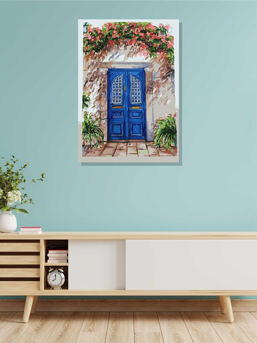 Buy RANGOLI Blue Canvas Wall Living Room Rectangle Potrait Paintings ...
