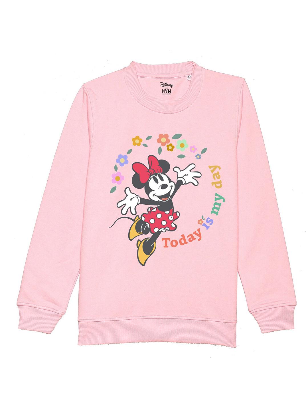 Buy Disney By Wear Your Mind Girls Pink Minnie Mouse Printed Sweatshirt ...