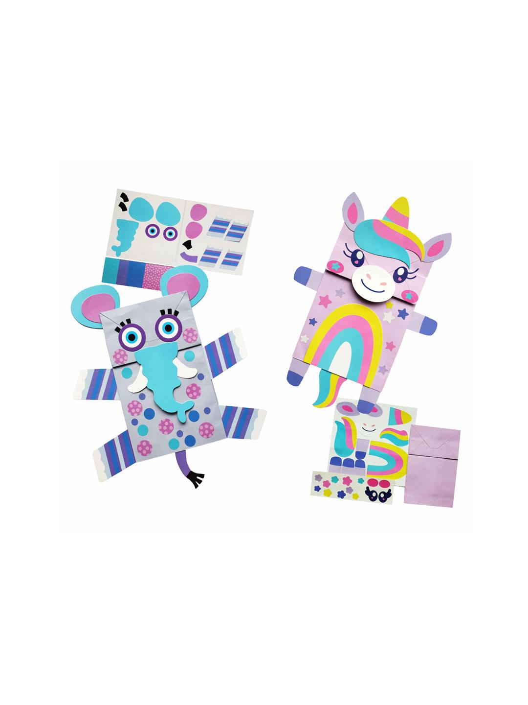 Buy Mirada Kids Purple & Pink Paper Bag Puppets Kit - Art And Craft for ...