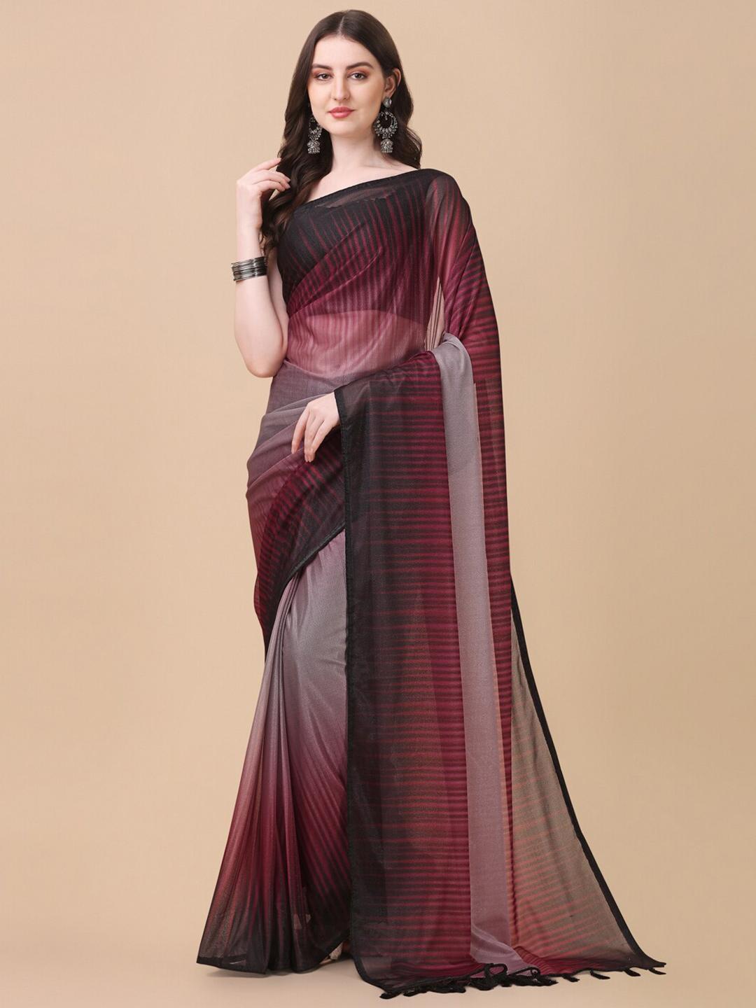 Buy Fab Dadu Pink & Black Striped Ready To Wear Saree - Sarees for ...