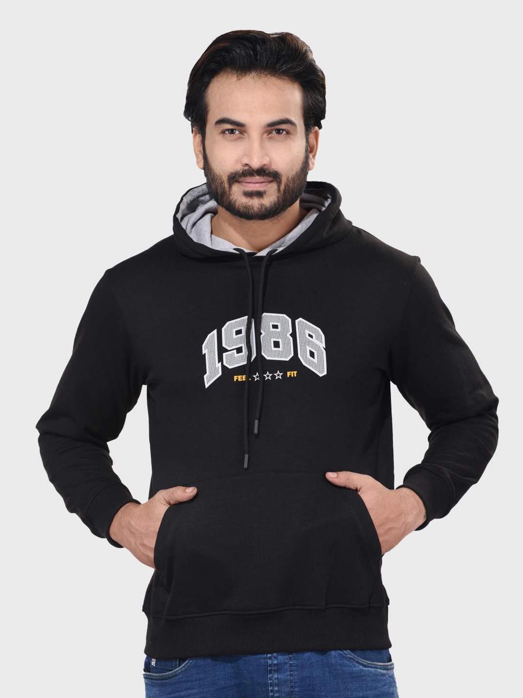 Buy ACTIMAXX Men Black Printed Cotton Hooded Sweatshirt - Sweatshirts ...