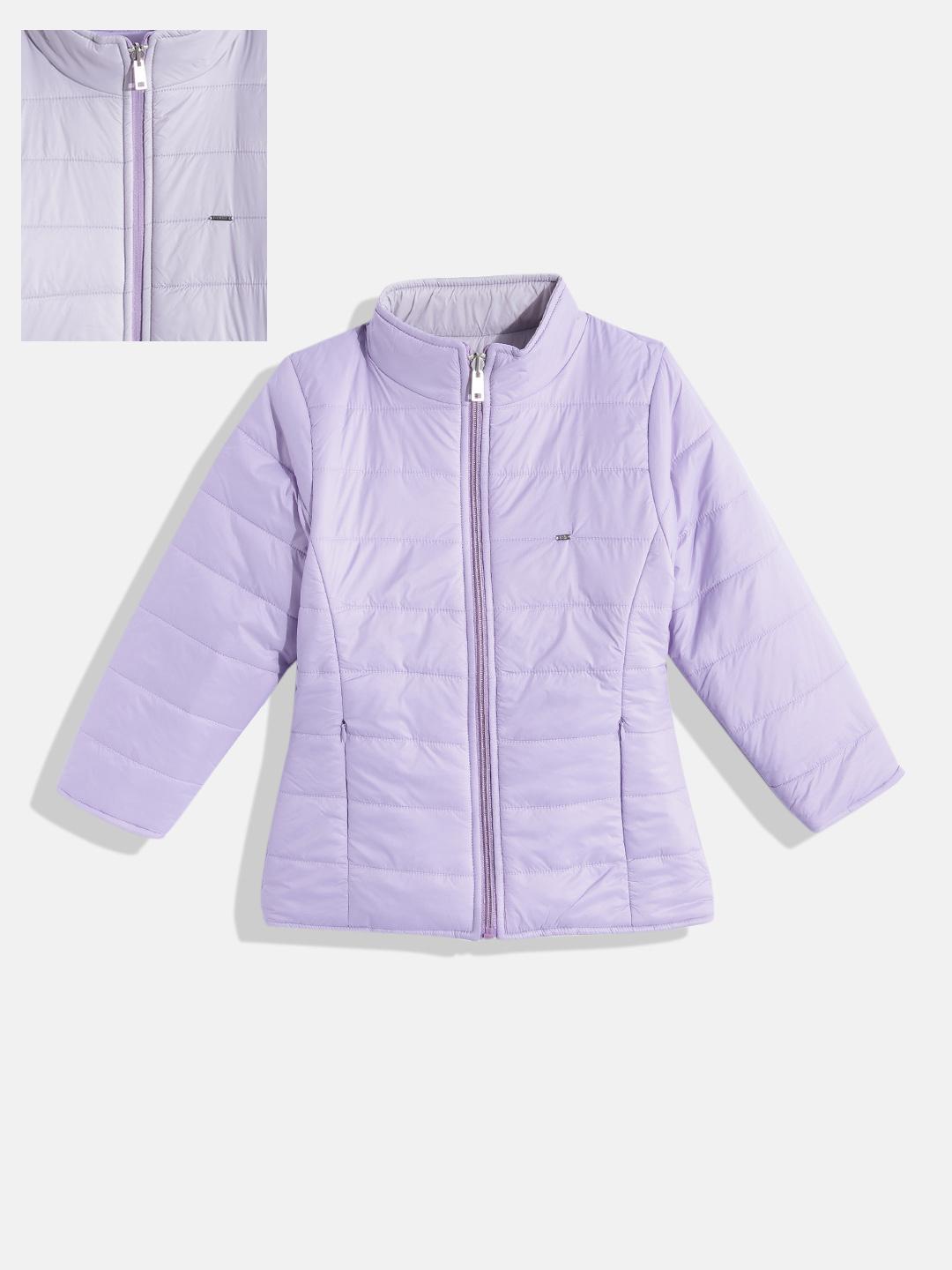 Buy Okane Girls Lavender Solid Reversible Padded Jacket - Jackets for ...