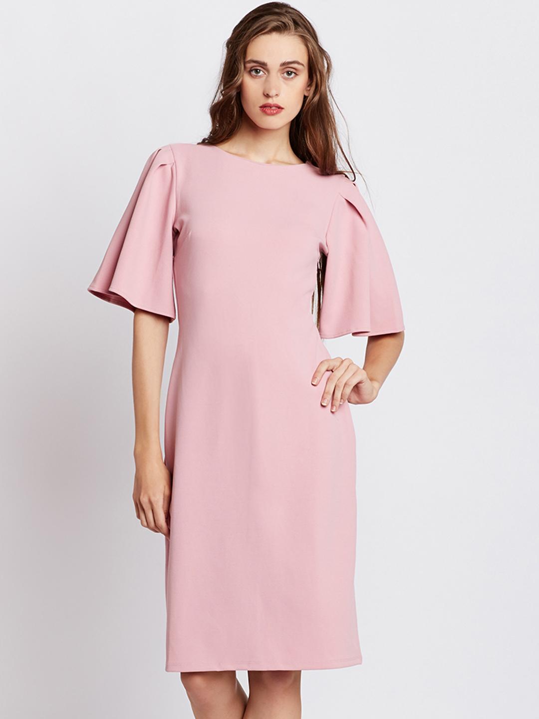 Buy COVER STORY Women Pink Solid Bodycon Dress - Dresses for Women ...