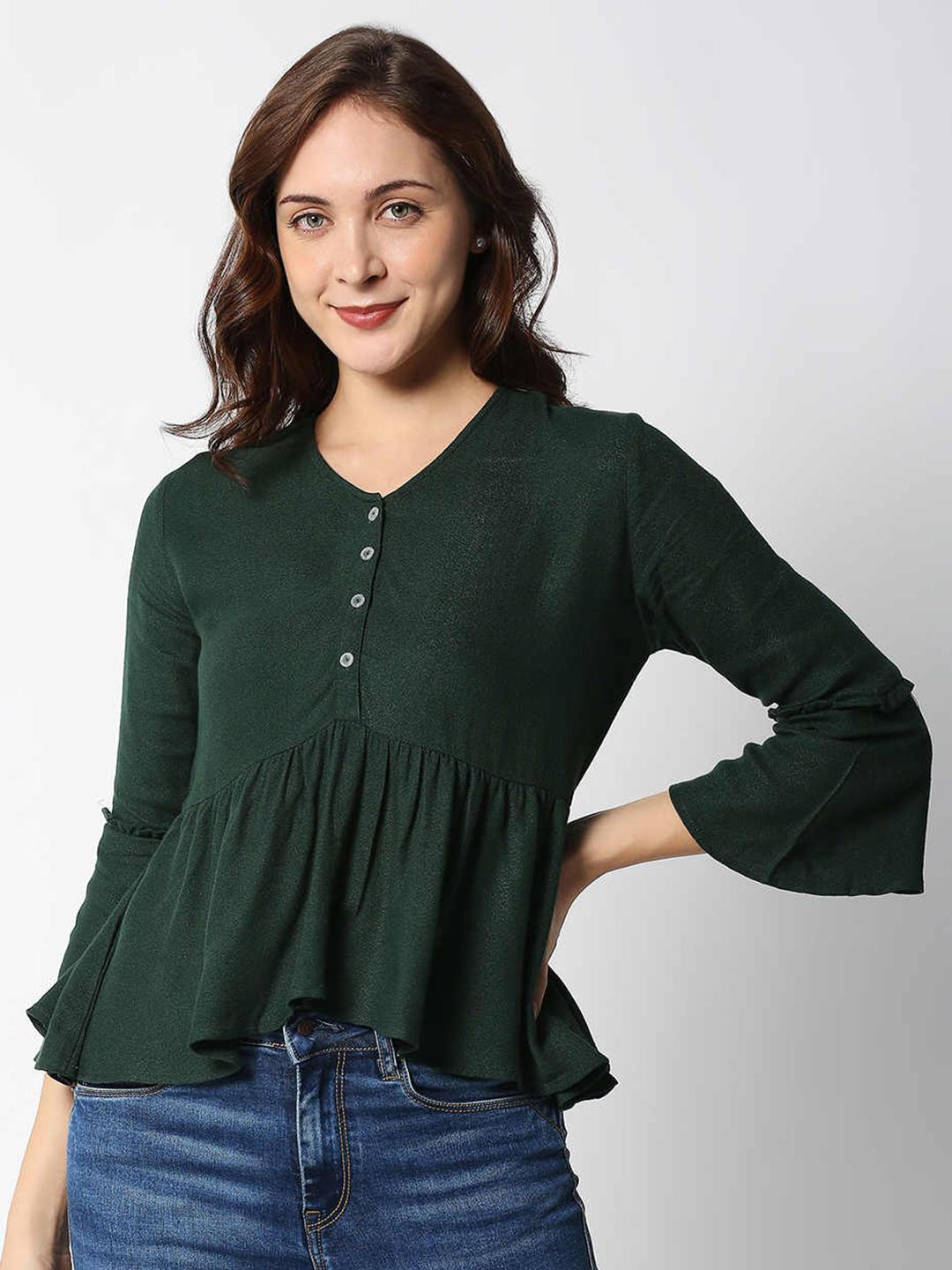 Buy Pepe Jeans Green Bell Sleeves Empire Top - Tops for Women 20769090 ...