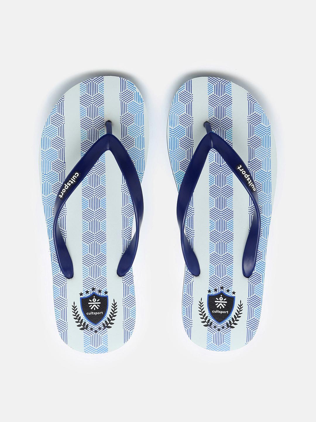 Buy CULT Men White & Blue Team Argentina Rubber Thong Flip Flops - Flip ...