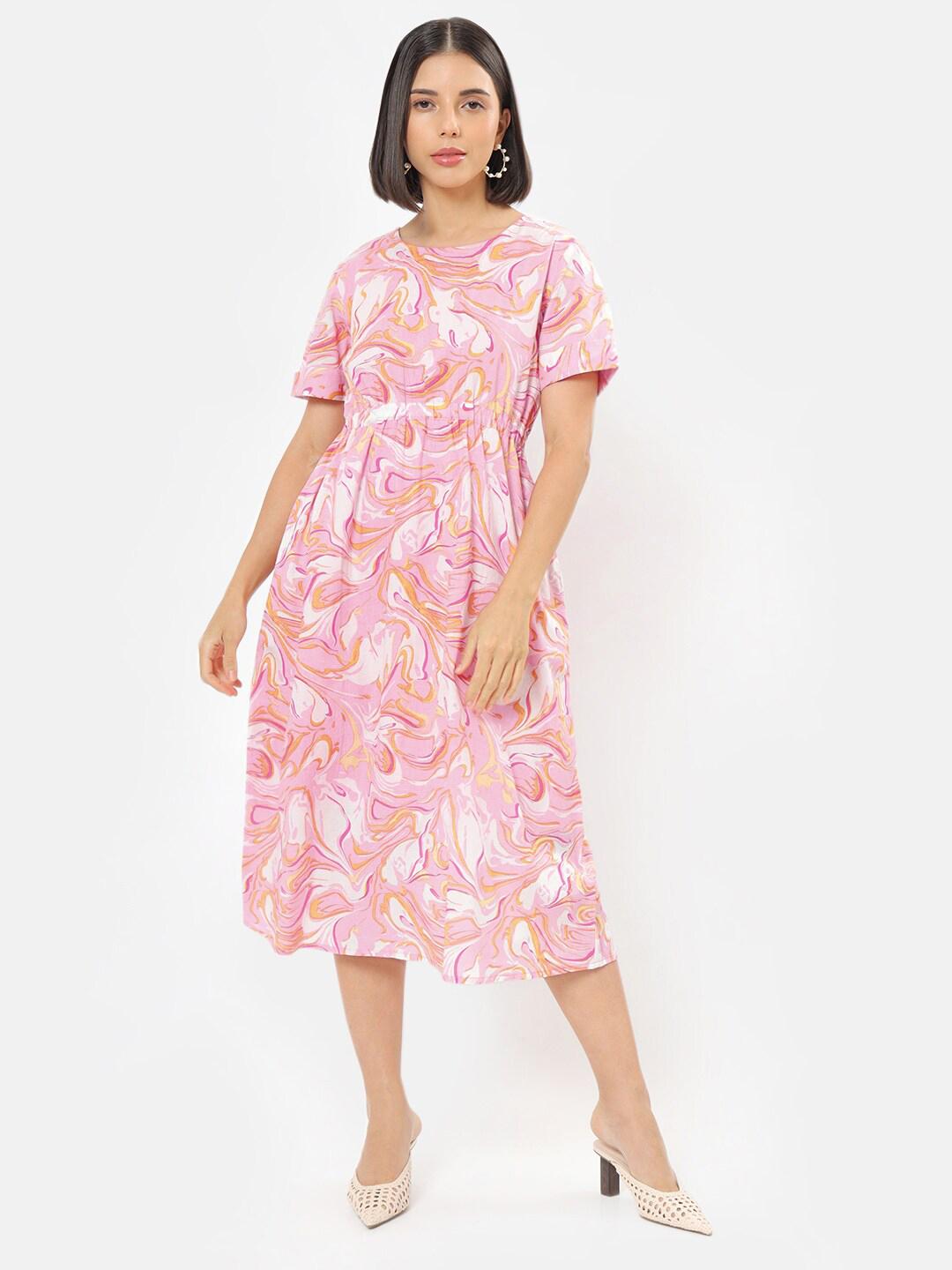 Buy Saaki Pink Printed Midi Dress - Dresses for Women 20778498 | Myntra