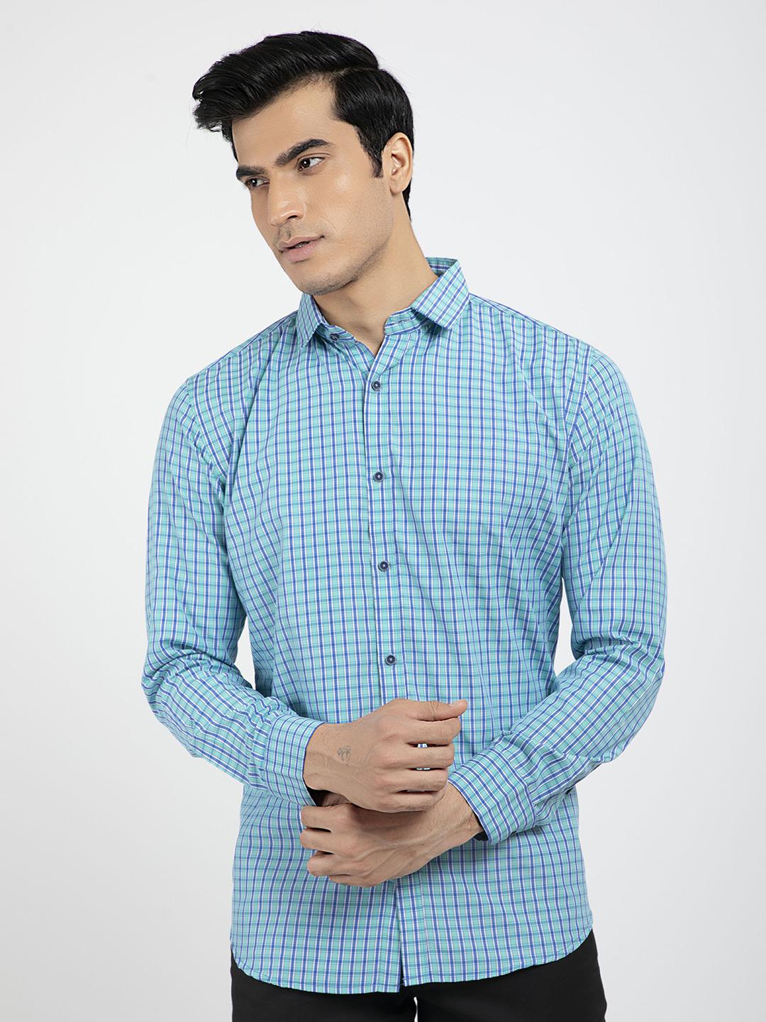Buy RED FEATHER Men Grid Tattersall Checks Cotton Formal Shirt - Shirts ...