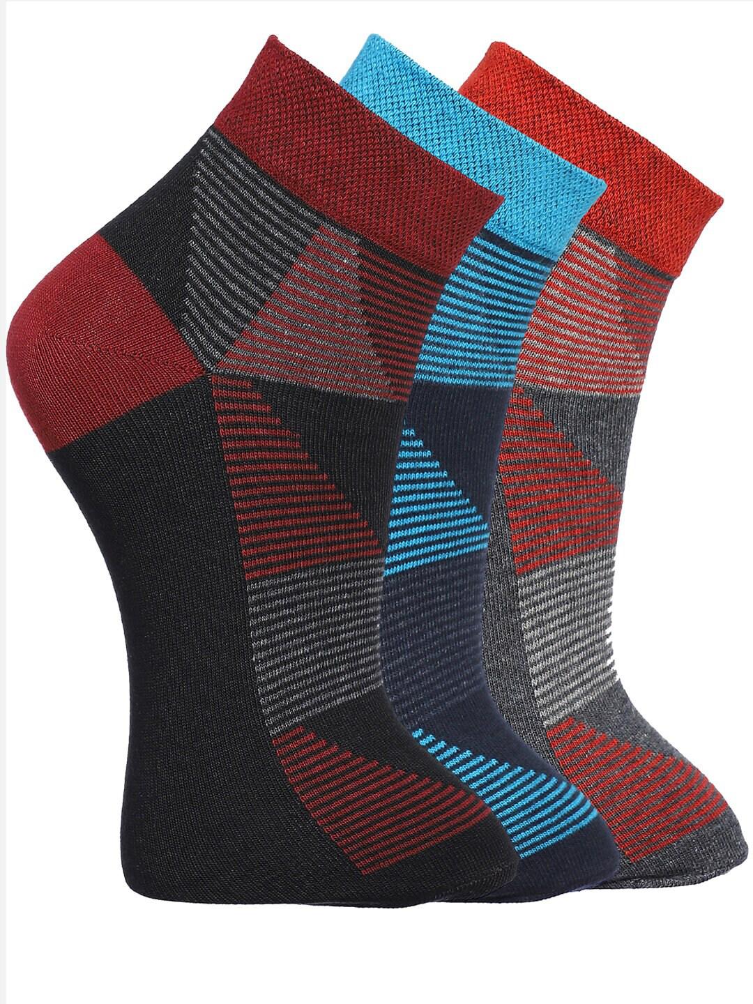 Buy MARC Men Set Of 3 Red & Black Printed Ankle Length Socks - Socks ...