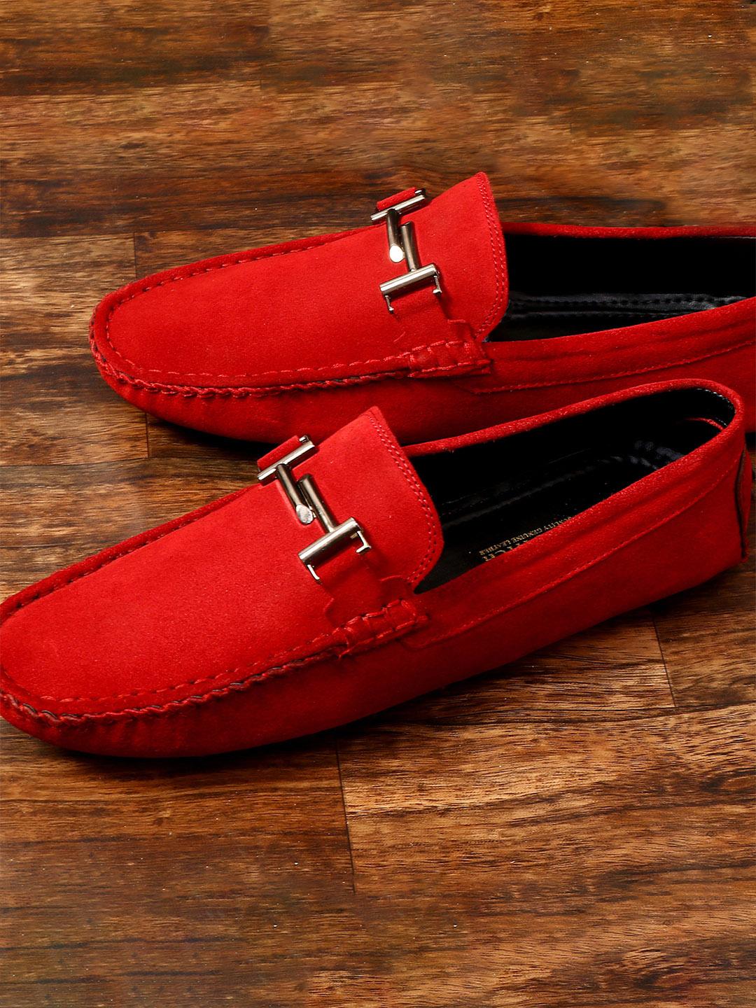 Buy LOUIS STITCH Men Ferrari Red Italian Suede Leather Handmade Driving ...