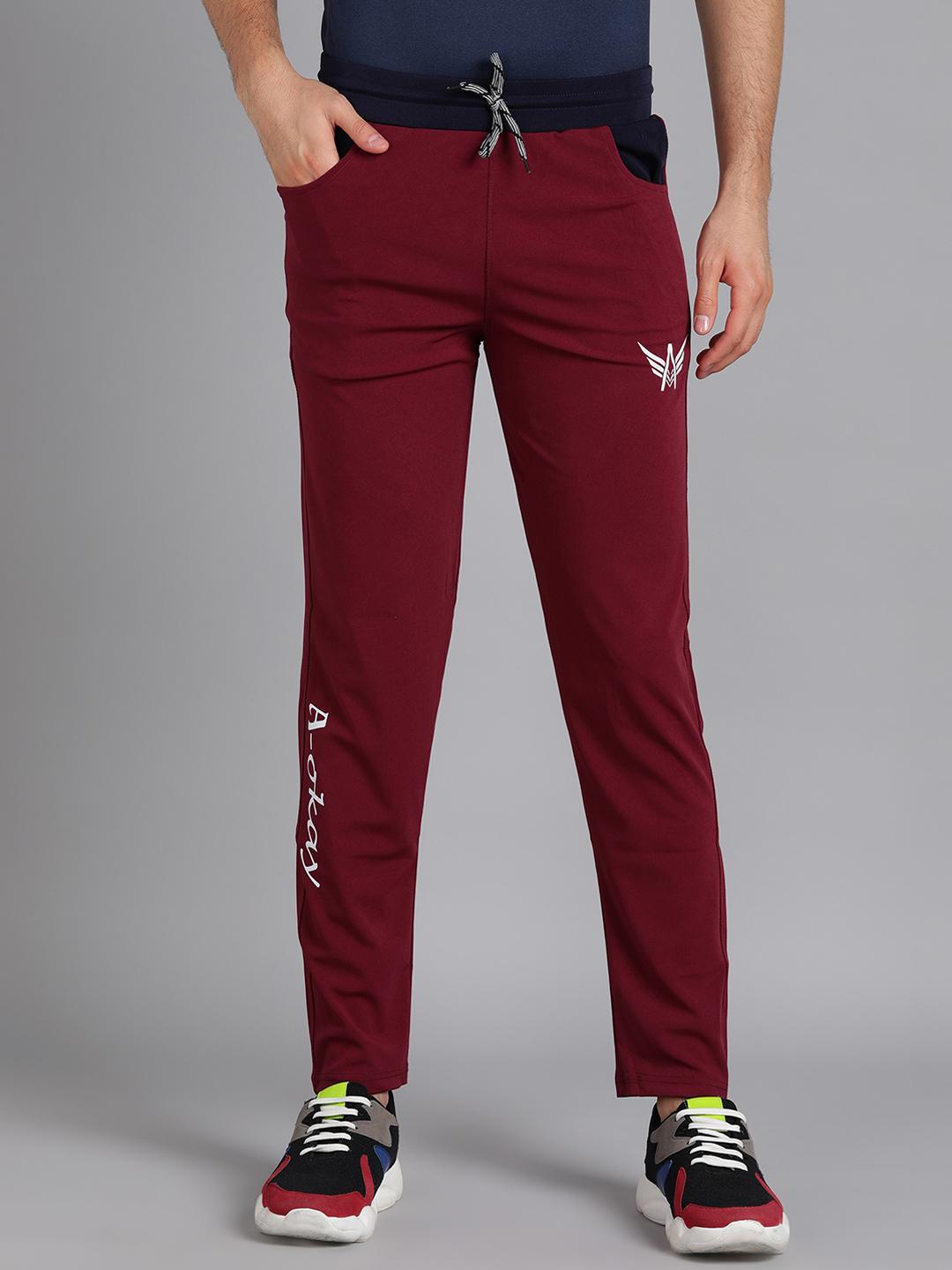 Buy A Okay Men Maroon Solid Cotton Running Track Pants - Track Pants ...
