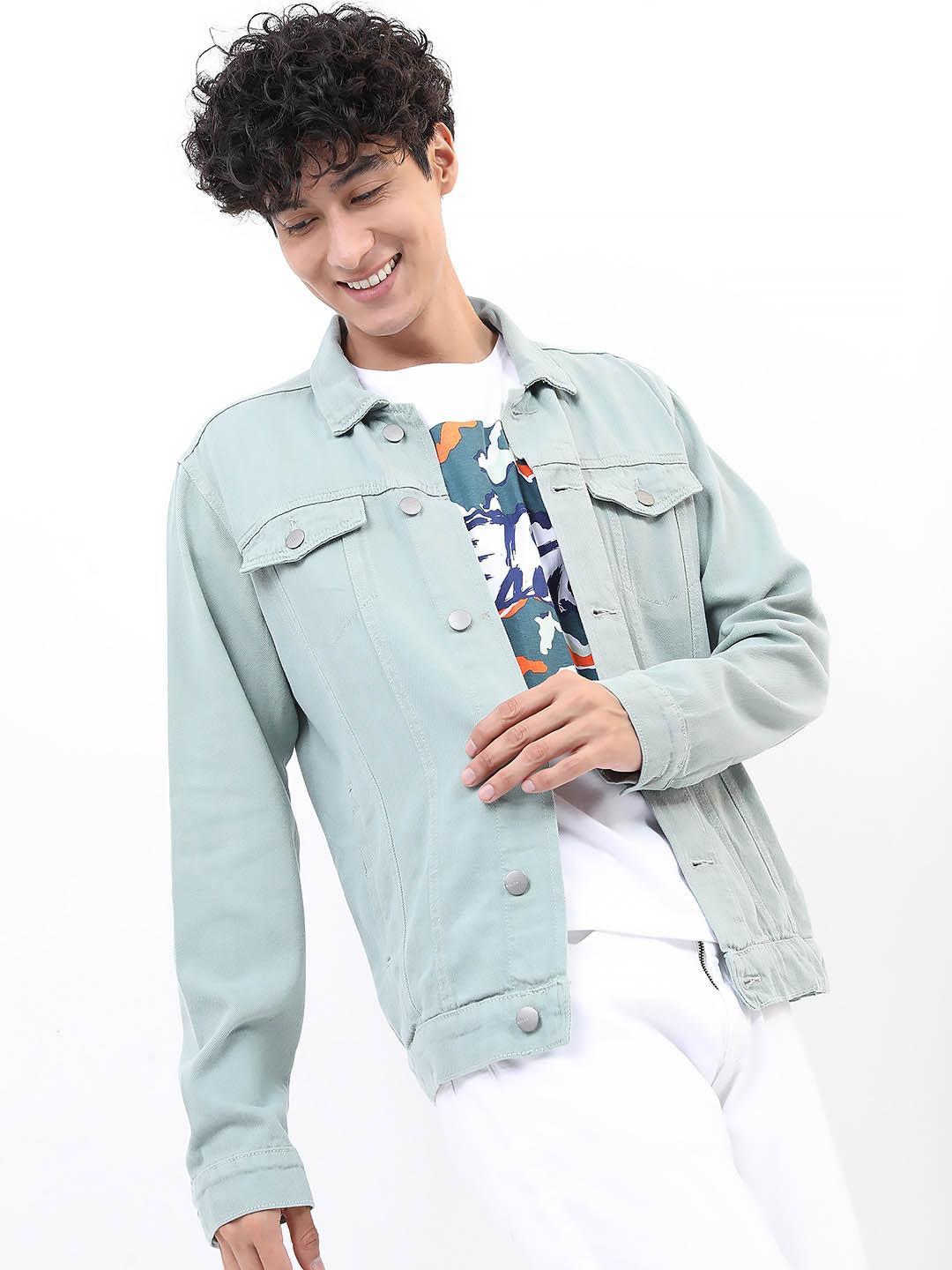 Buy KETCH Men Green Long Sleeves Denim Jacket - Jackets for Men ...