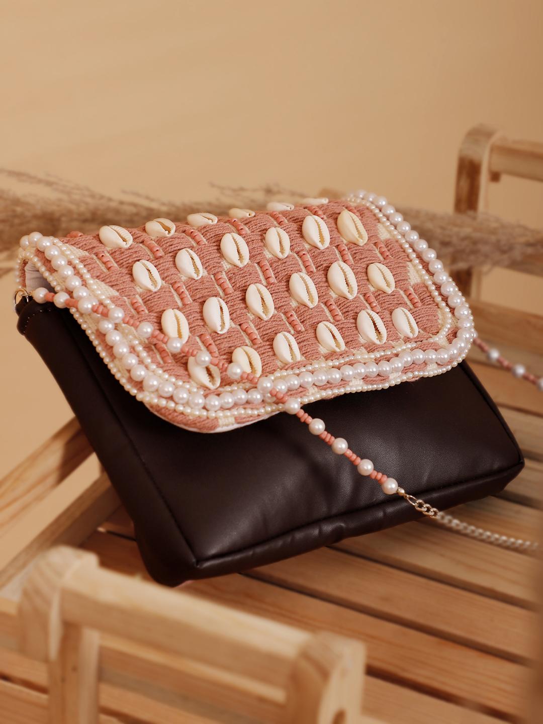 Buy DEEBACO Black Embellished Structured Handheld Bag - Handbags for ...