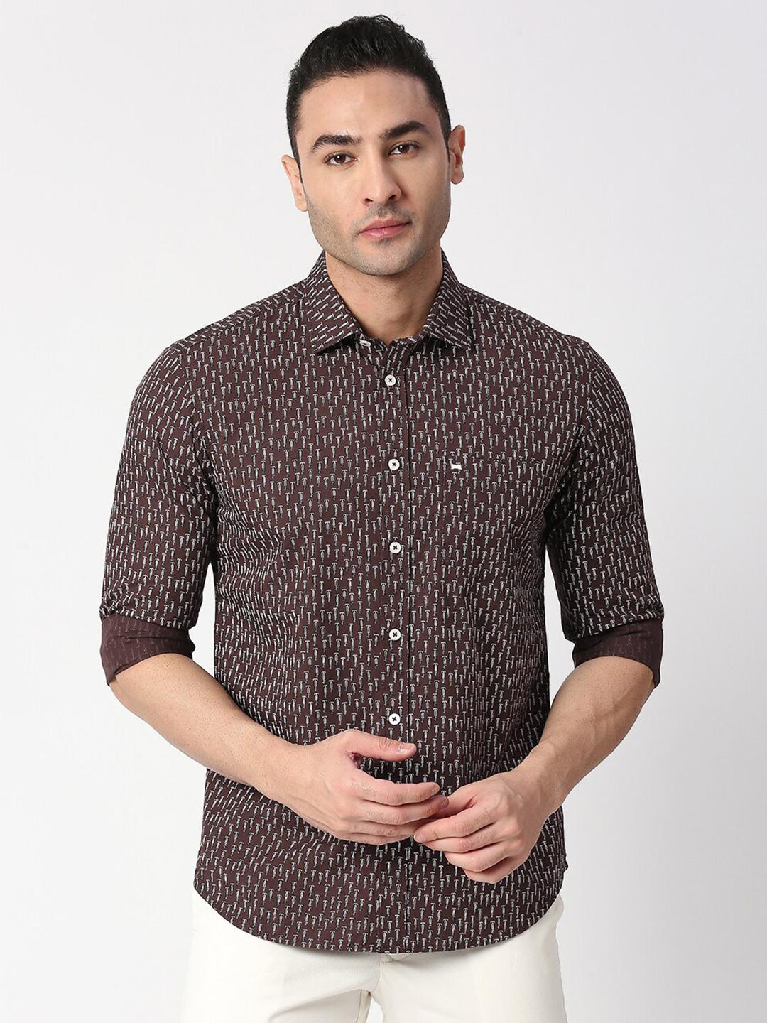Buy Basics Men Slim Fit Printed Cotton Casual Shirt - Shirts for Men ...