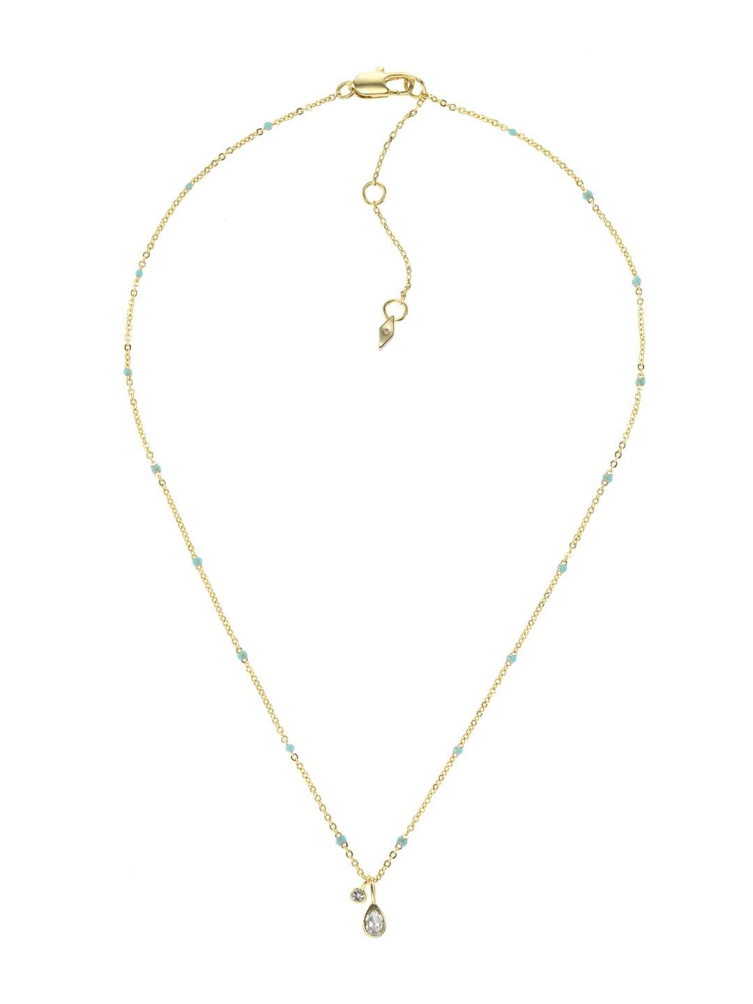Buy Fossil Gold Plated & Blue Necklace - Necklace And Chains for Women ...