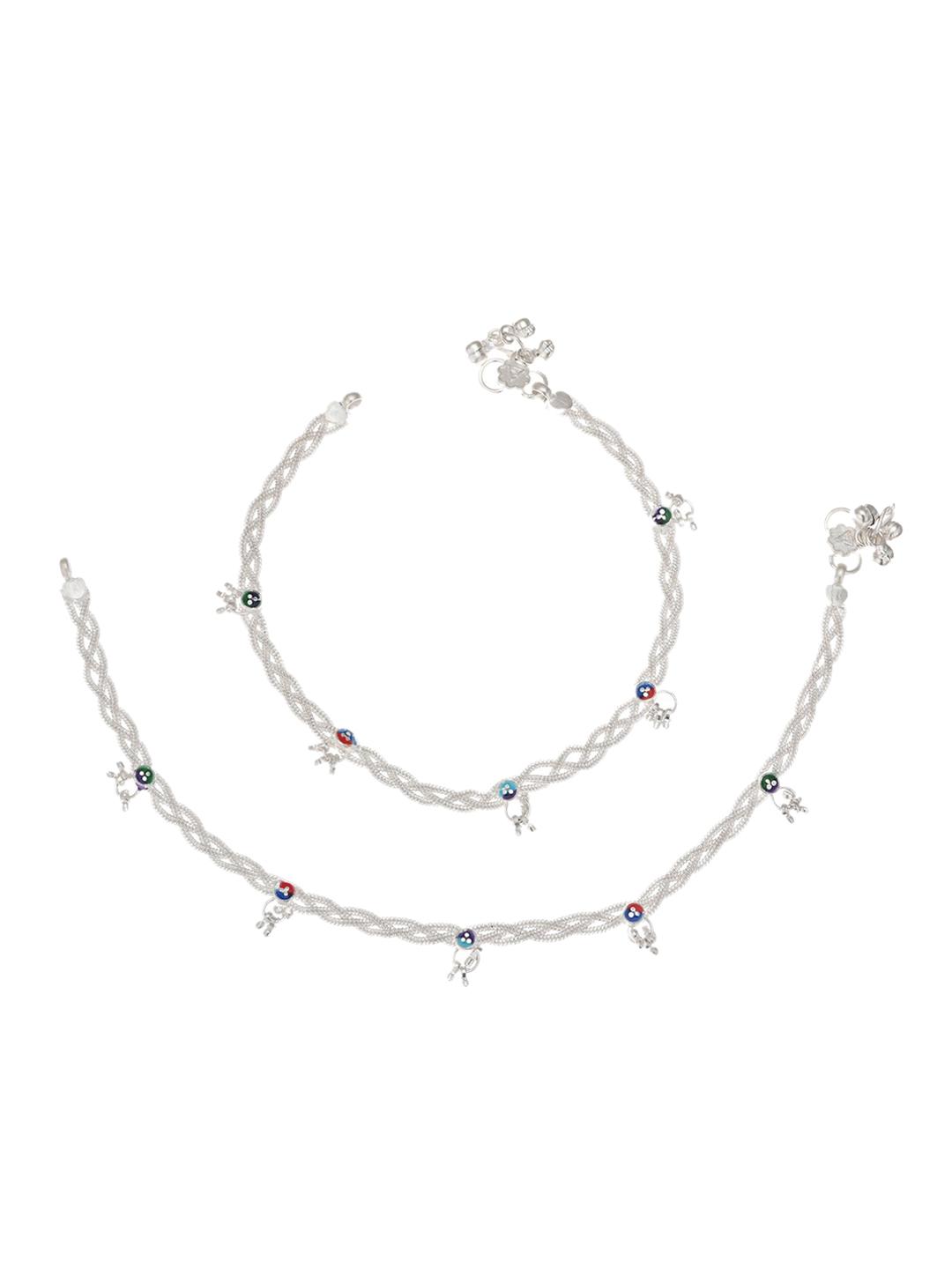 Buy AanyaCentric Women Silver Plated White Anklets - Anklet for Women ...