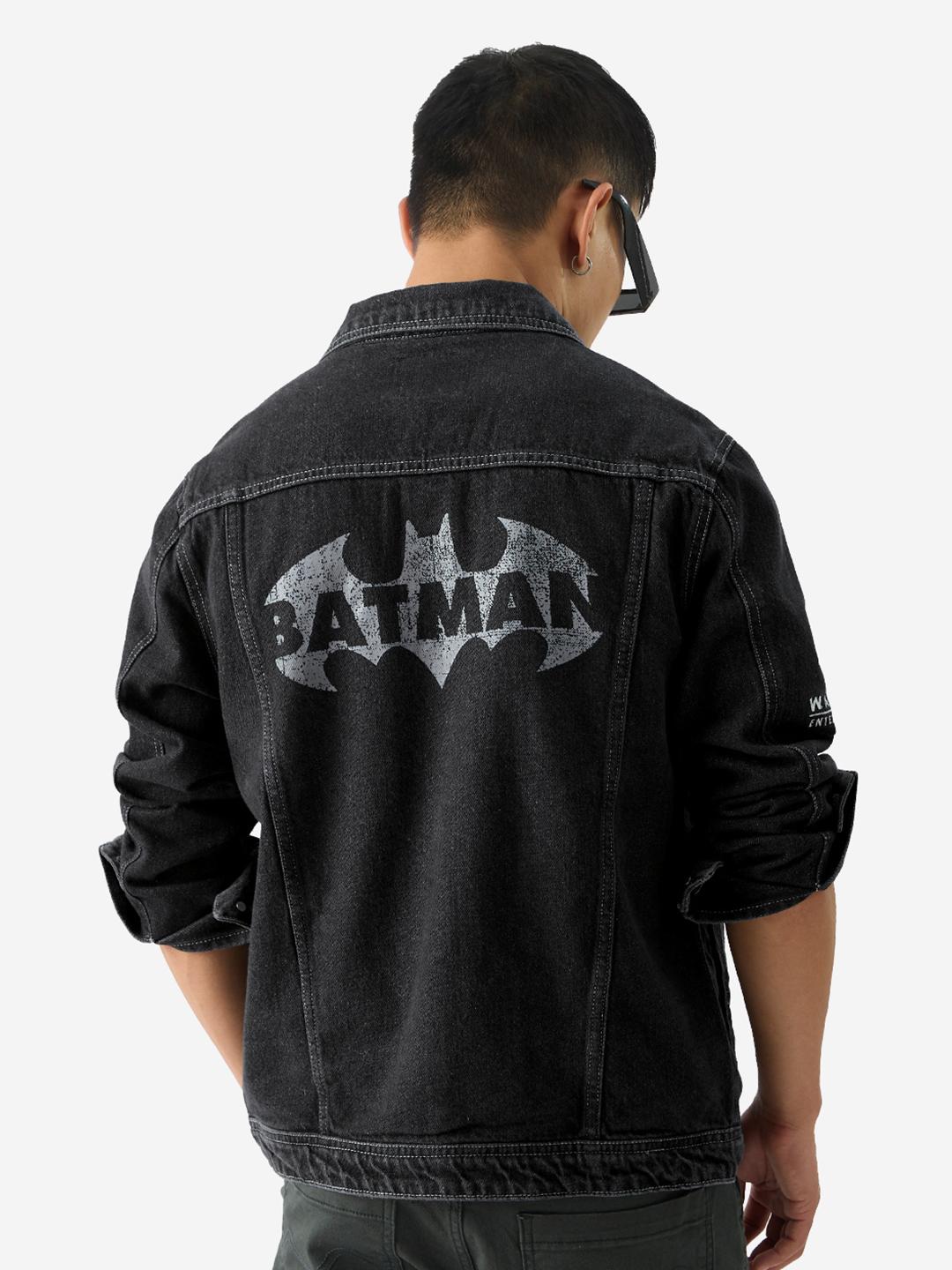 Buy The Souled Store Men Regular Fit Batman Denim Black Jackets ...