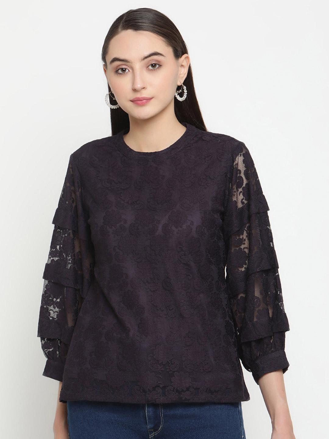 Buy Be Indi Navy Blue Net Top - Tops for Women 20922116 | Myntra