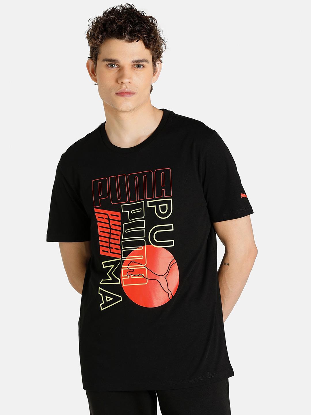 Buy Puma Men Regular Fit Logo Smash Typography Printed Cotton T Shirt ...